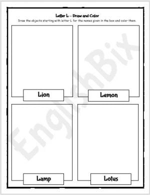 Letter L Drawing Worksheet - EnglishBix