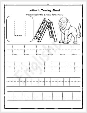 Letter L Tracing Writing Practice Worksheet - EnglishBix