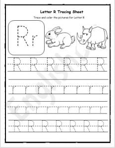 Letter R Tracing Writing Practice Worksheet - EnglishBix