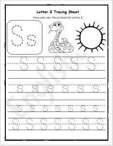 Letter S Tracing Writing Practice Worksheet - EnglishBix