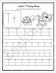 Letter T Tracing Writing Practice Worksheet - EnglishBix