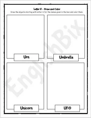 Letter U Drawing Worksheet - EnglishBix