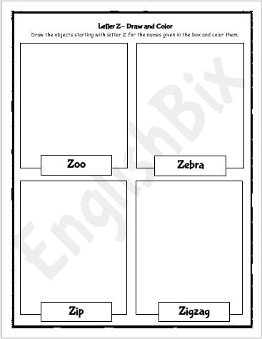 Letter Z Drawing Worksheet - EnglishBix