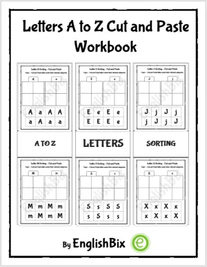 Letters A to Z Cut and Paste Activity Workbook - EnglishBix