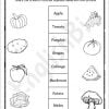 Matching Fruits and Vegetables Pictures Worksheet - EnglishBix