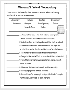 Microsoft Word Vocabulary Worksheet - EnglishBix