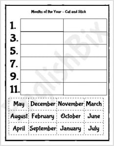 12 Months of the Year Worksheets & Printables - EnglishBix