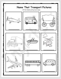 Name That Transport Vehicle Worksheet - EnglishBix