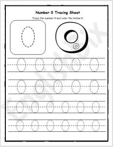 Number 0 Tracing Worksheet for Preschool - EnglishBix