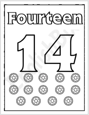 Number 14 Coloring Page for Kids - EnglishBix