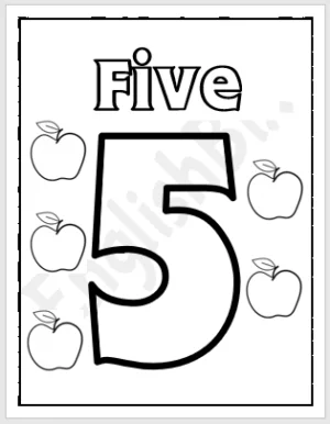 Number 5 Coloring Page for Kids - EnglishBix