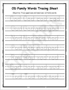 OD Word Family Printable Worksheets - EnglishBix