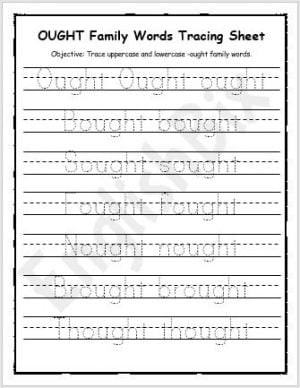 OUGHT Word Family Activities Workbook - EnglishBix
