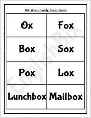 OX Word Family Activities Worksheets - EnglishBix