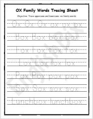 OX Word Family Activities Worksheets - EnglishBix