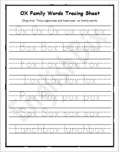 OX Word Family Activities Worksheets - EnglishBix