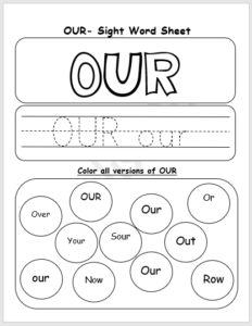 Our Sight Word Printable Worksheet - EnglishBix