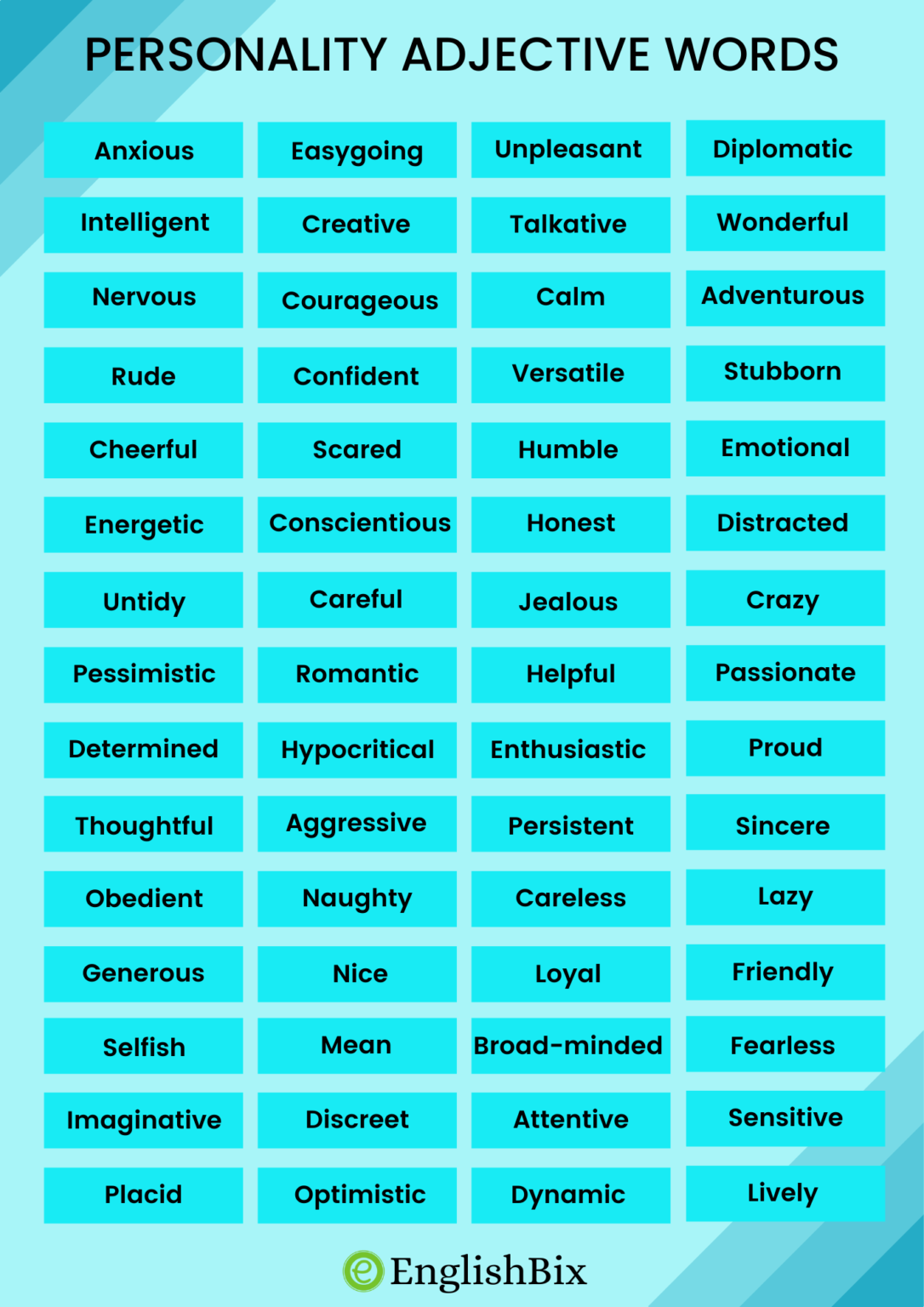 Personality Adjective Words to Describe a Person - EnglishBix