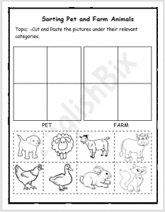 Pets and Farm Animals Sorting Worksheet - EnglishBix