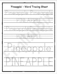 Pineapple Coloring and Tracing Printable Worksheets - EnglishBix