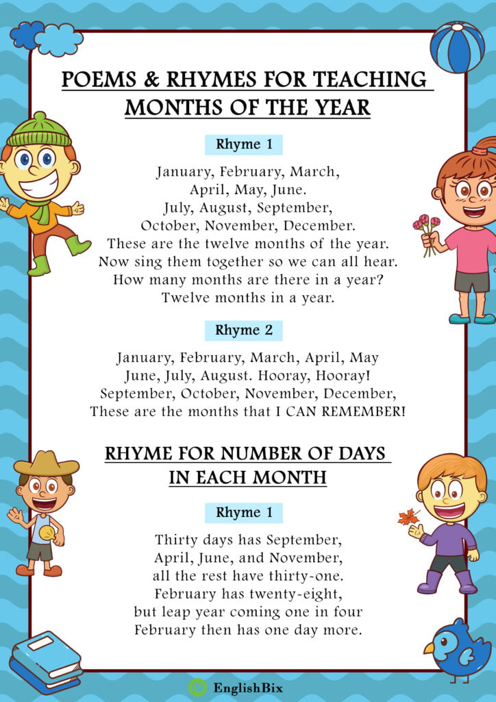 Poems & Rhymes for Teaching Months of the Year - EnglishBix