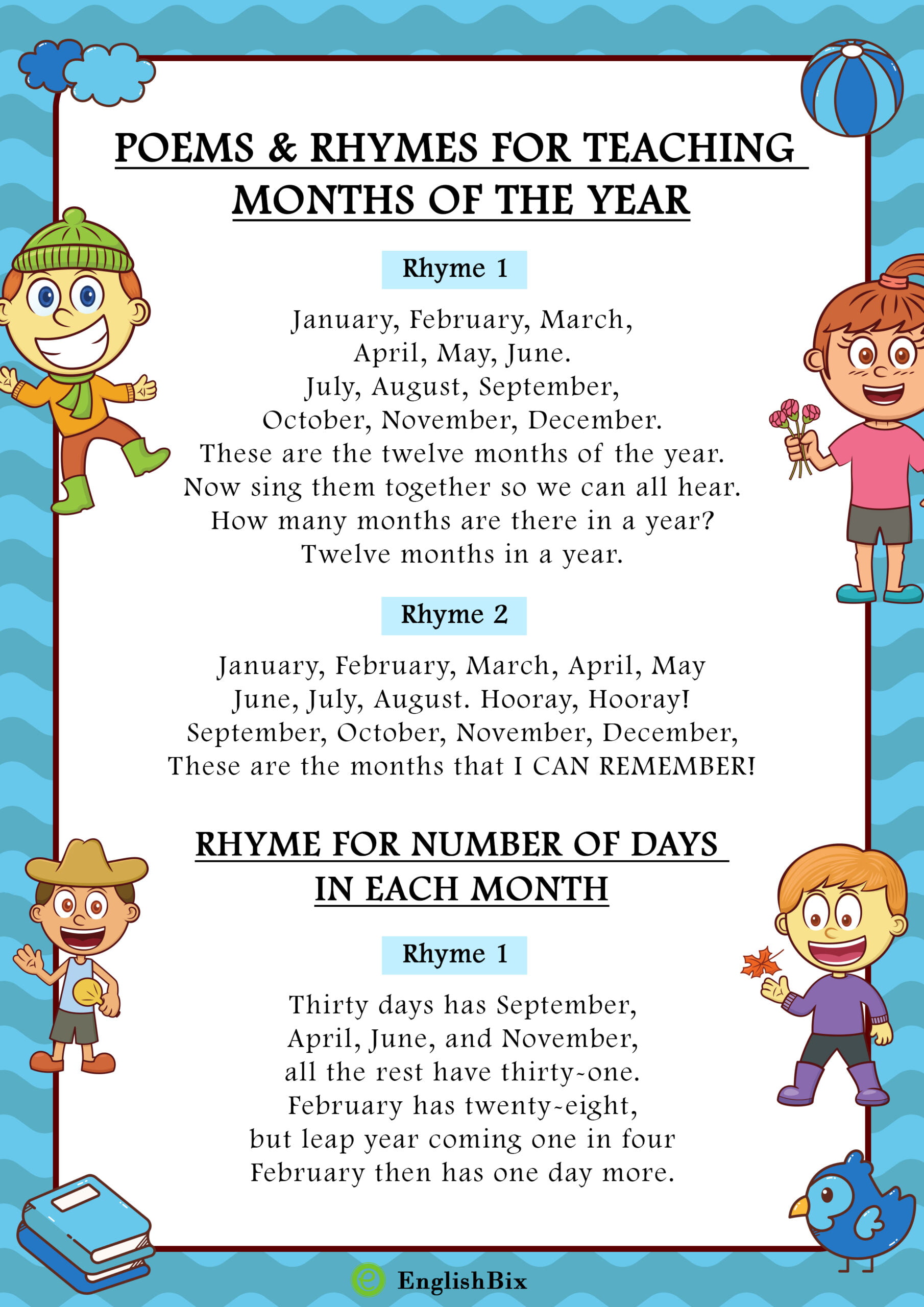 Poems & Rhymes for Teaching Months of the Year - EnglishBix