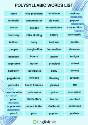Polysyllabic Words Examples For Kids in English - EnglishBix