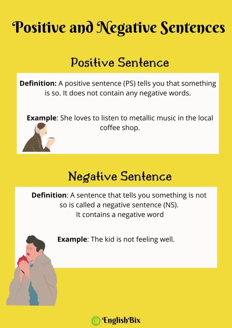 Positive and Negative Sentences with Examples in English - EnglishBix