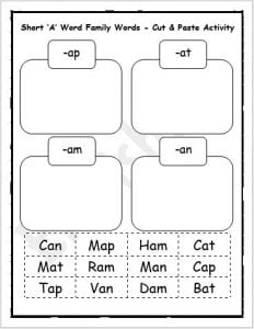 AN Word Family Worksheets for Kindergarten - EnglishBix