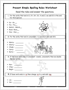 Simple Present Spelling Rules Worksheet - EnglishBix