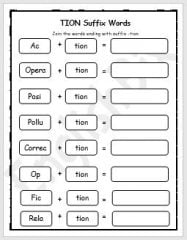TION Suffix Ending Words Worksheet - EnglishBix