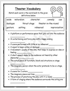 Theater Vocabulary Worksheet - EnglishBix