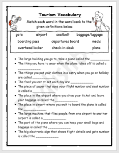 Tourism Vocabulary Worksheet - EnglishBix