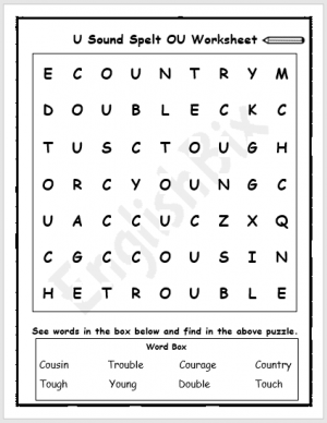 U Sound Spelt OU Worksheet - EnglishBix