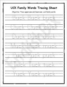 UCK Word Family Activities Worksheets - EnglishBix