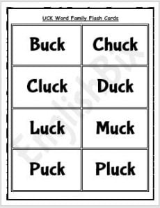 UCK Word Family Activities Worksheets - EnglishBix