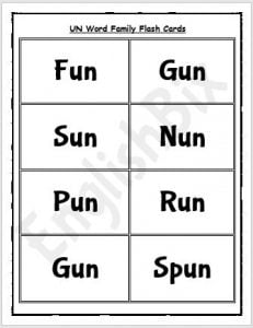 UN Word Family Activity Worksheets - EnglishBix
