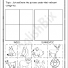 Wild and Domestic Animals Sorting Worksheet - EnglishBix