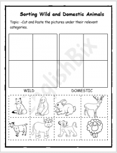 Wild and Domestic Animals Sorting Worksheet - EnglishBix